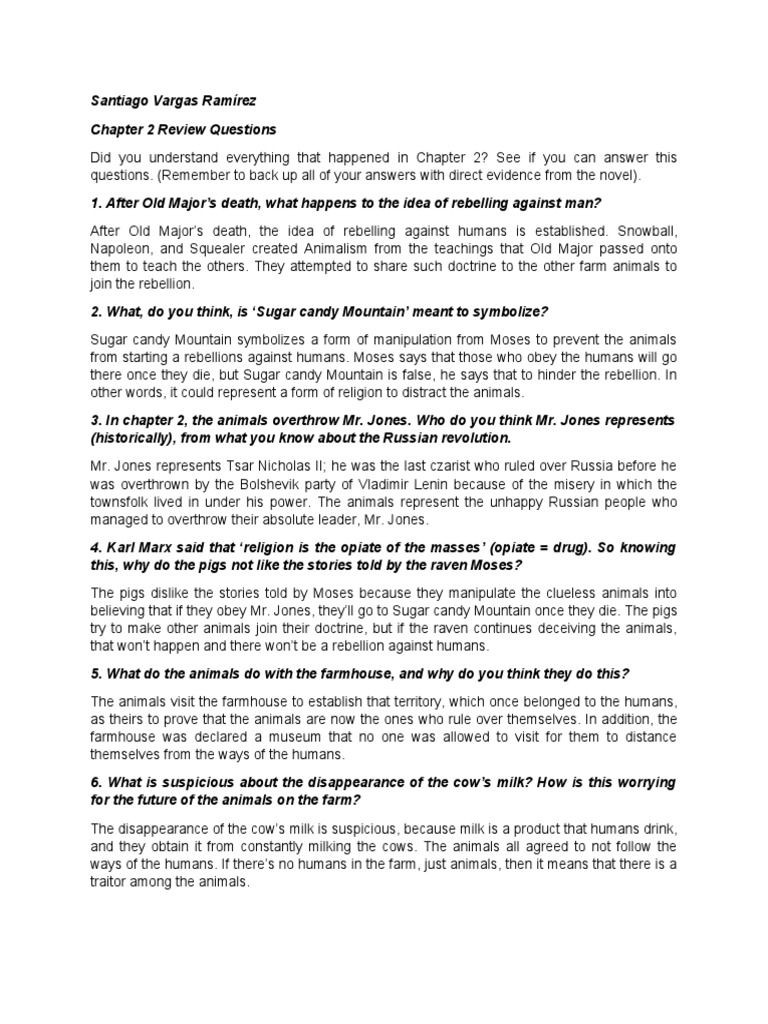 Animal Farm Chapter 2 Review Questions | PDF | Philosophy