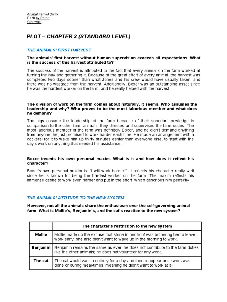 Animal Farm Chapter 3-4 Review | PDF