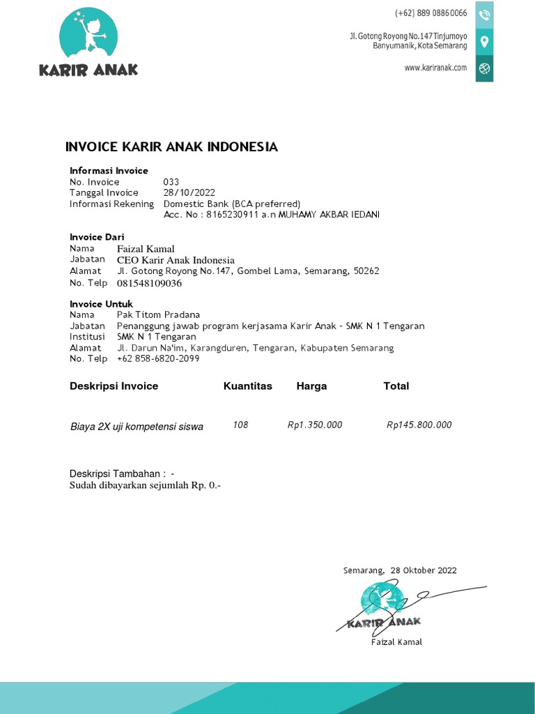 INVOICE Uji Kompetensi | PDF