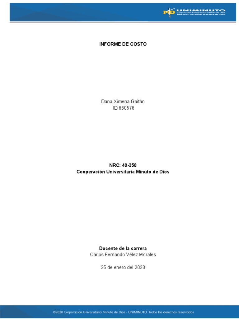 Informe de Costos | PDF