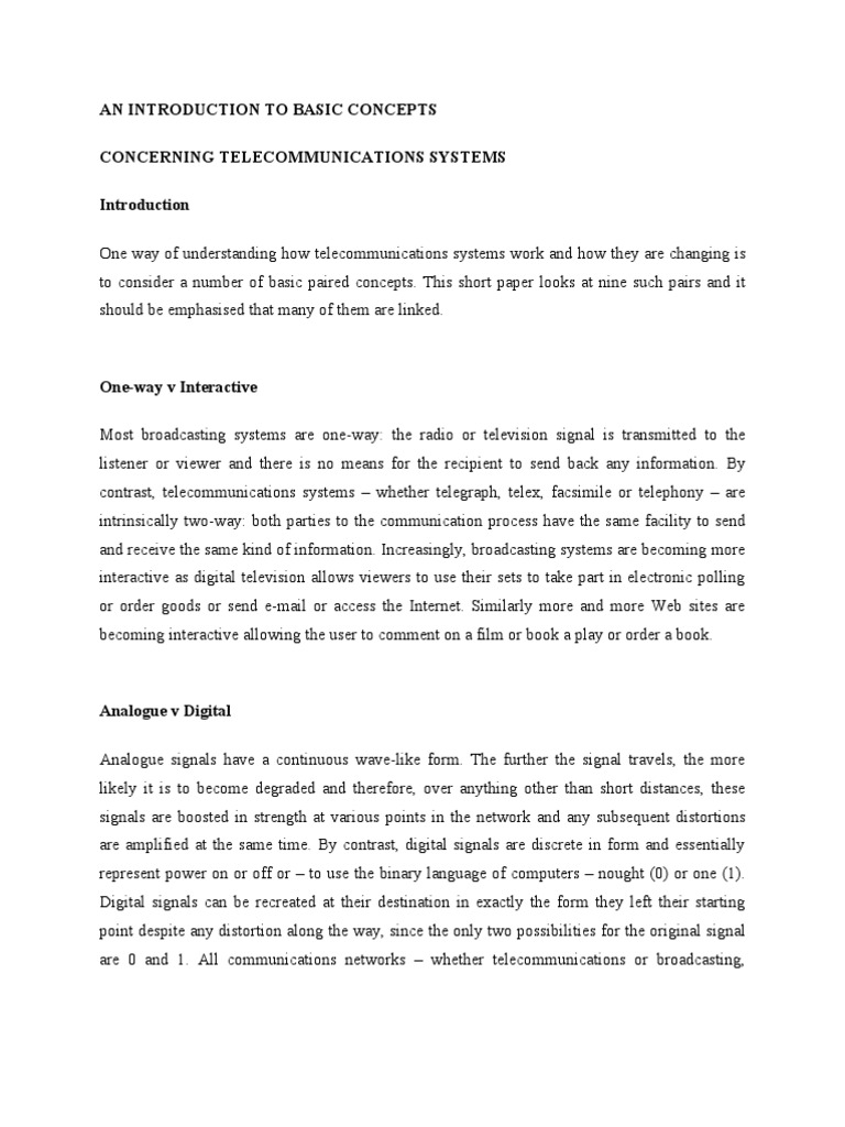 An Introduction To Basic Concepts | PDF | Telecommunication ...