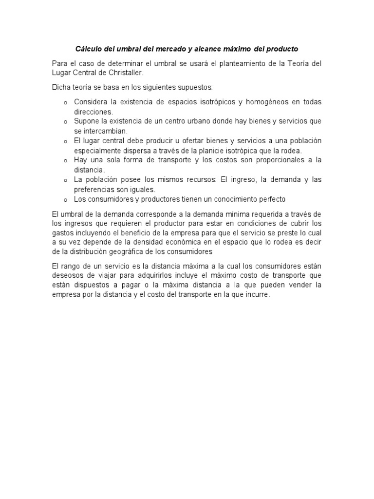 Cálculo Del Umbral Del Mercado y Alcance Máximo | PDF