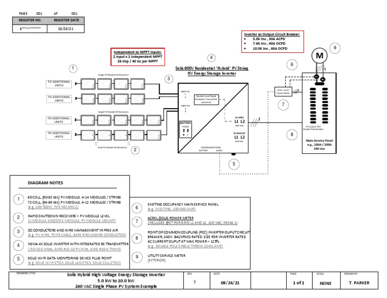 Single Line Diagram - Solis-RHI-1P (5-10) K-HVES-5G-US With PV Only v6 ...