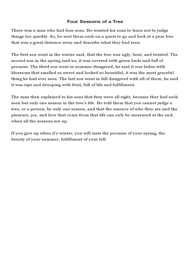 Four Seasons of A Tree | PDF | Language Arts & Discipline | Poetry