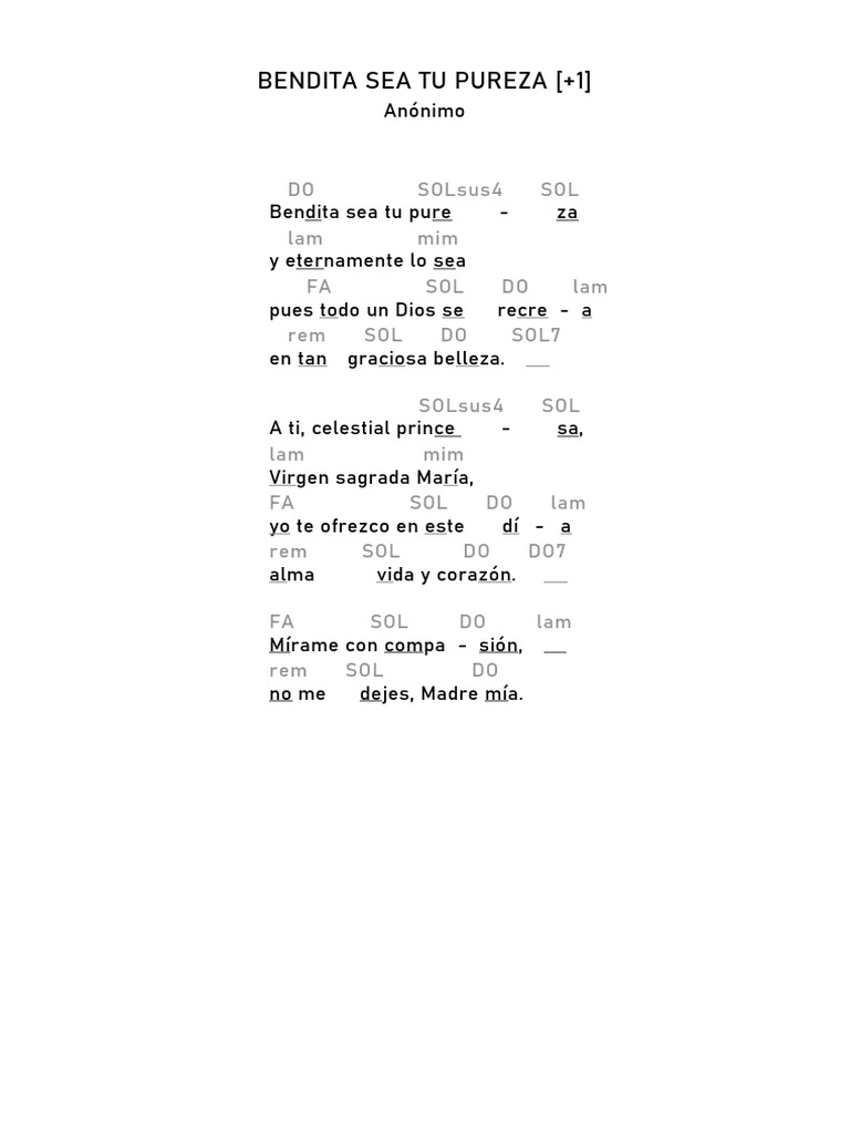 Bendita Sea Tu Pureza | PDF