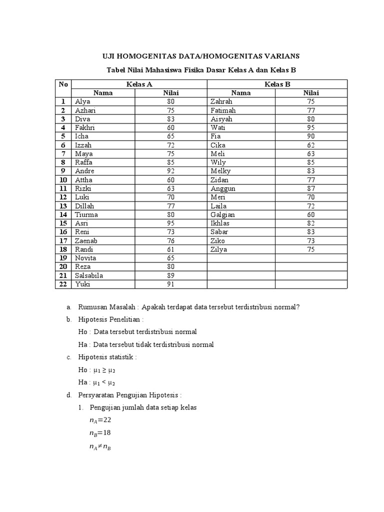 Uji Homogenitas Data | PDF