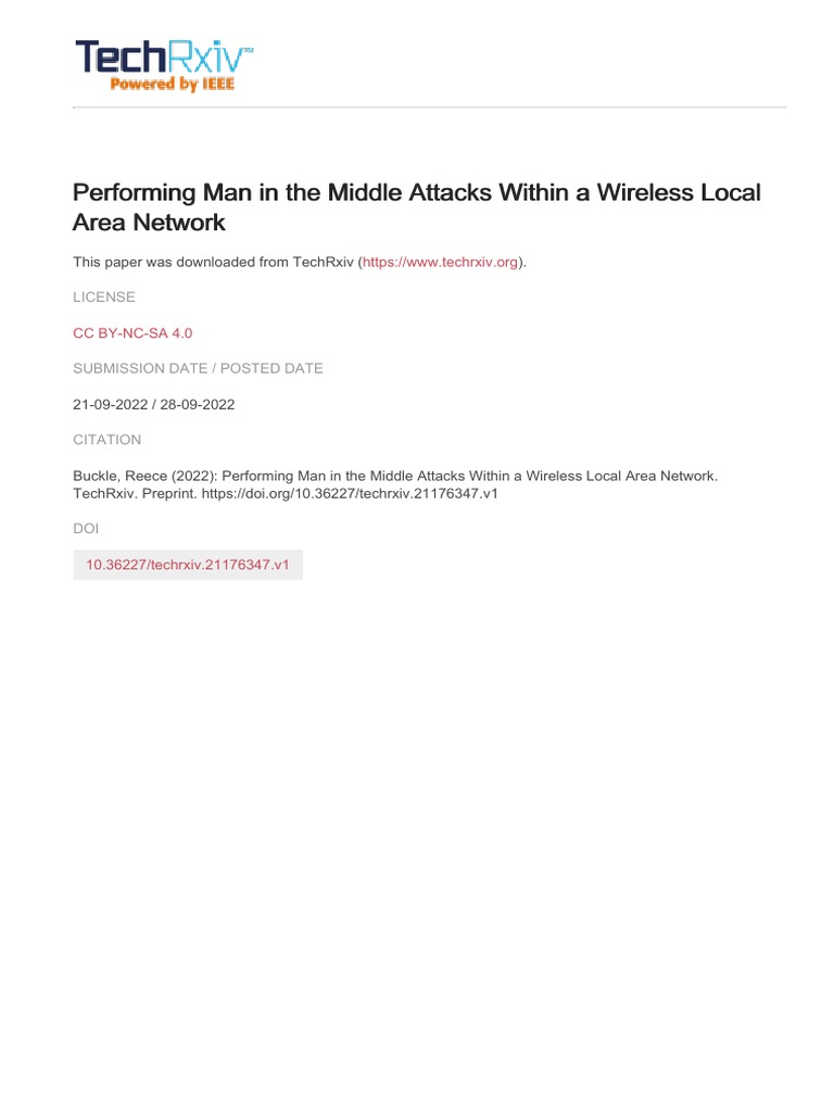 Performing Mitm Attacks Within A Wlan | PDF | Transport Layer Security ...
