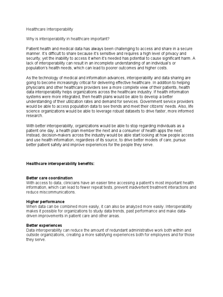 Healthcare Data Sharing Challenges | PDF | Interoperability | Health Care
