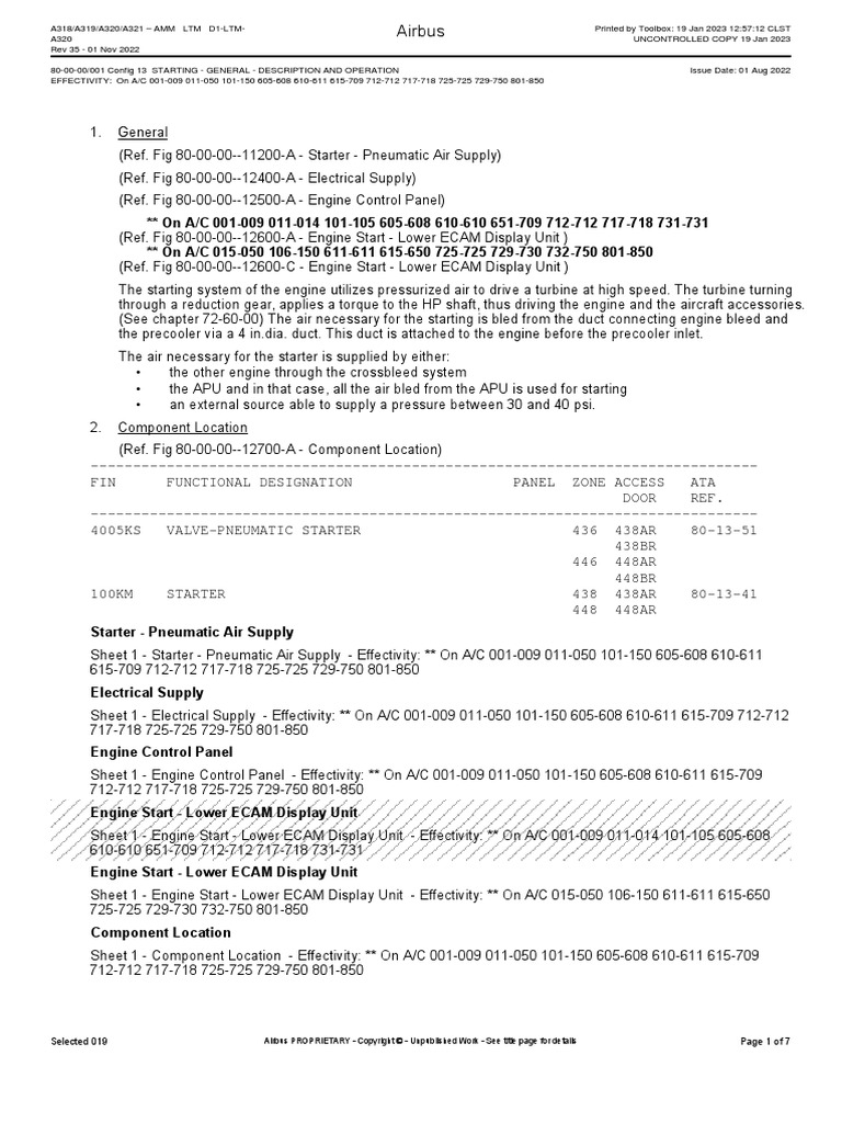 Starting System of The Engine Engine V2500 | PDF | Vehicle Technology ...