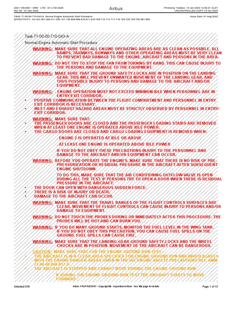 Normal Engine Automatic-Start Procedure Engine V2500 | PDF | Aircraft ...