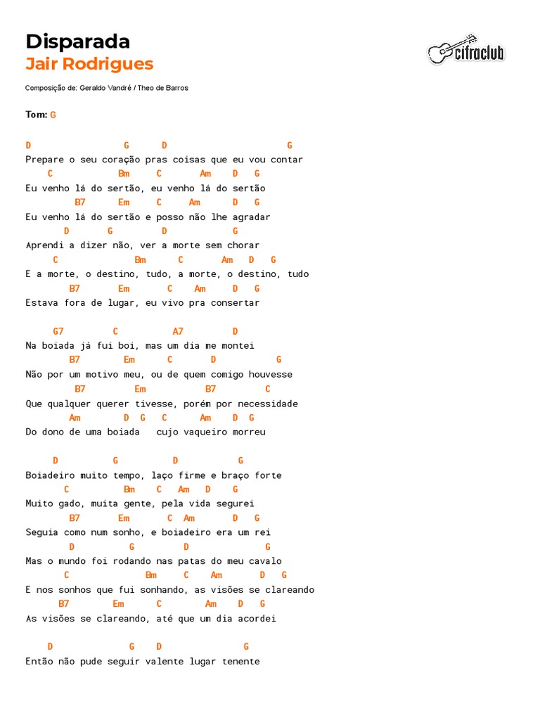 Cifra Club - Jair Rodrigues - Disparada | PDF