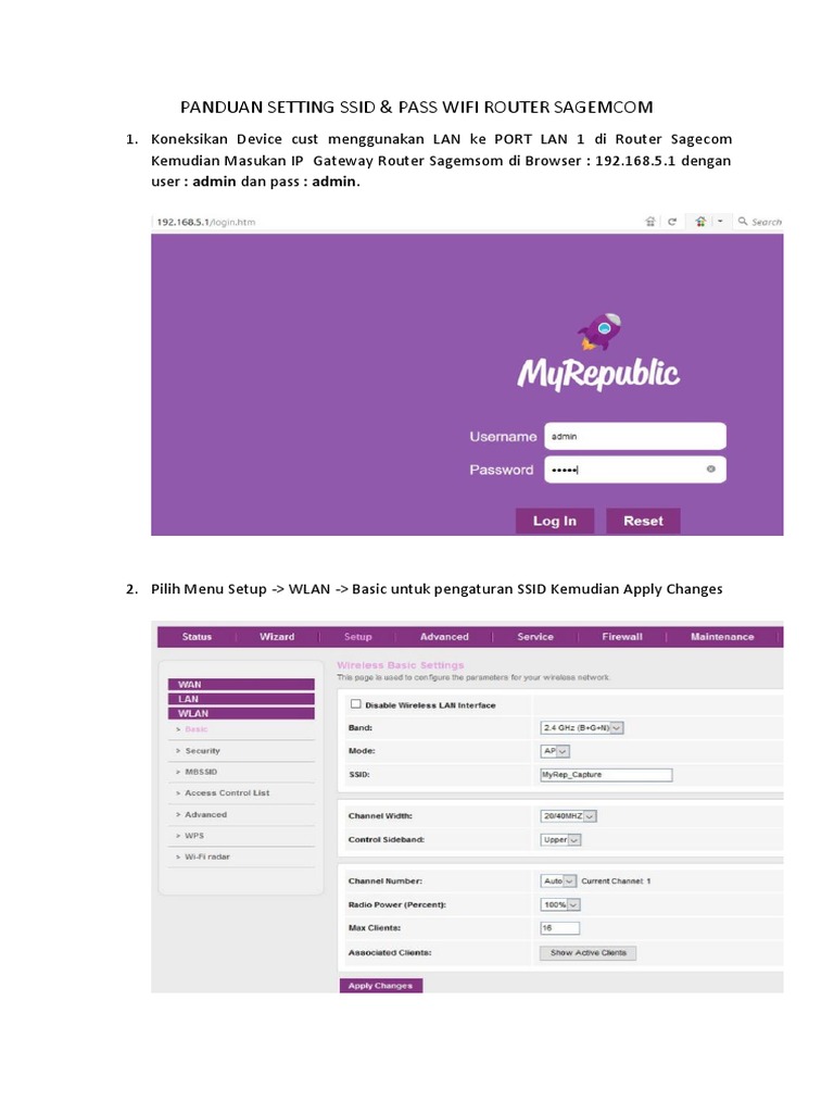 Panduan Setting SSID Dan Password ONT Sagemcom | PDF | Komputer