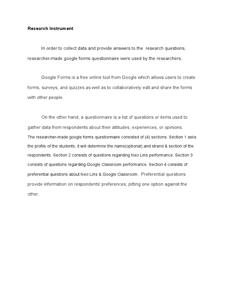 Research Instrument | PDF