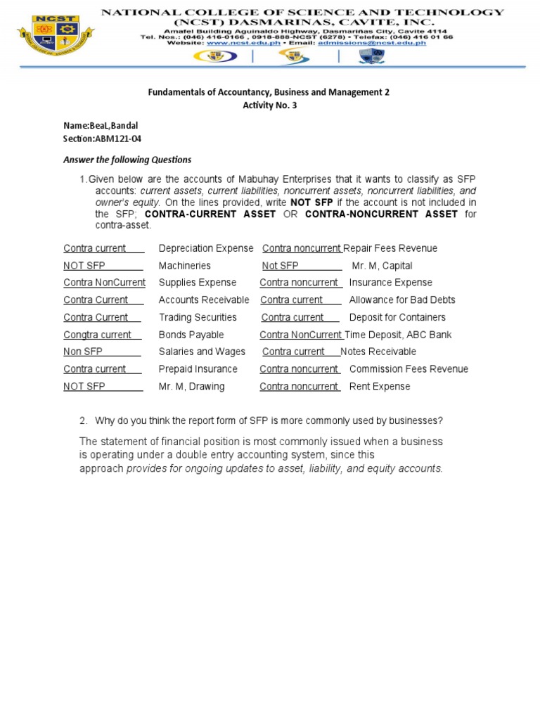 Week 2 Activity No. 2 in FABM2 2 | PDF