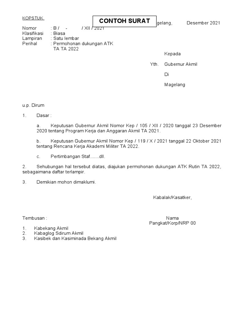 SRT Renbut ATK TA 2022 | PDF | Griya & Taman