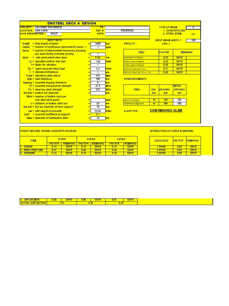 6.0 DN Steel Deck-4 Design Calonzo Roof | PDF | Strength Of Materials ...