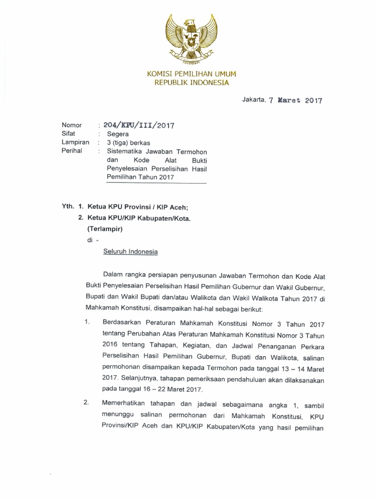 Surat KPU No 204 | PDF Surat KPU No 204 | PDF
