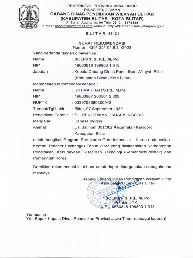 Surat Rekom Siti Marfiah | PDF