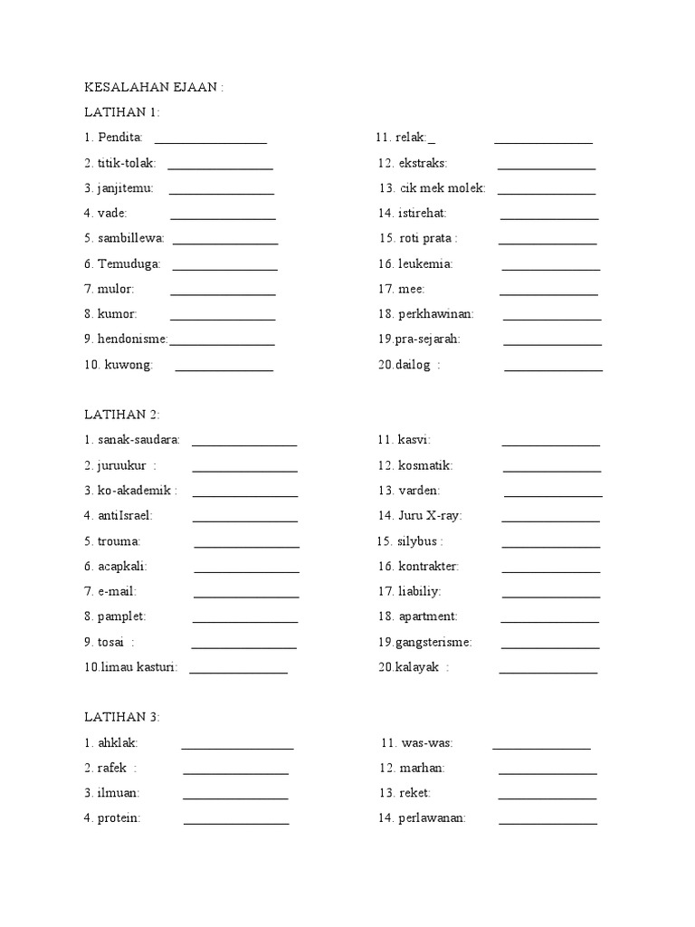 Latihan Pembetulan Ejaan Bahasa Melayu | PDF | Wellness