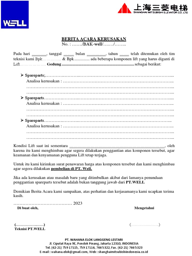 Form Ba Kerusakan Lift | PDF