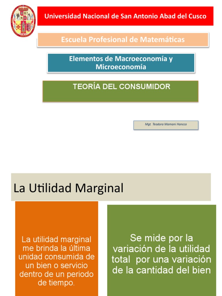 Teoría del Consumidor y Utilidad Marginal | PDF | Utilidad marginal | Utilidad