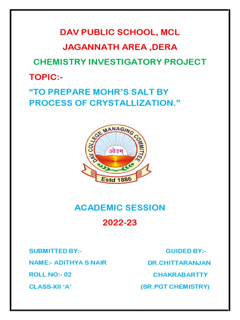 Mohr's Salt Crystallization Guide | PDF | Salt (Chemistry) | Chemistry