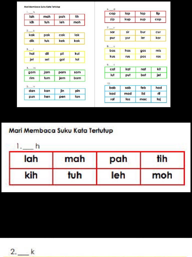 Suku Kata Dan Perkataan Suku Kata Tertutup | PDF
