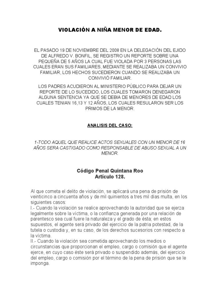 Violación A Niña Menor De Edad Pdf 9053