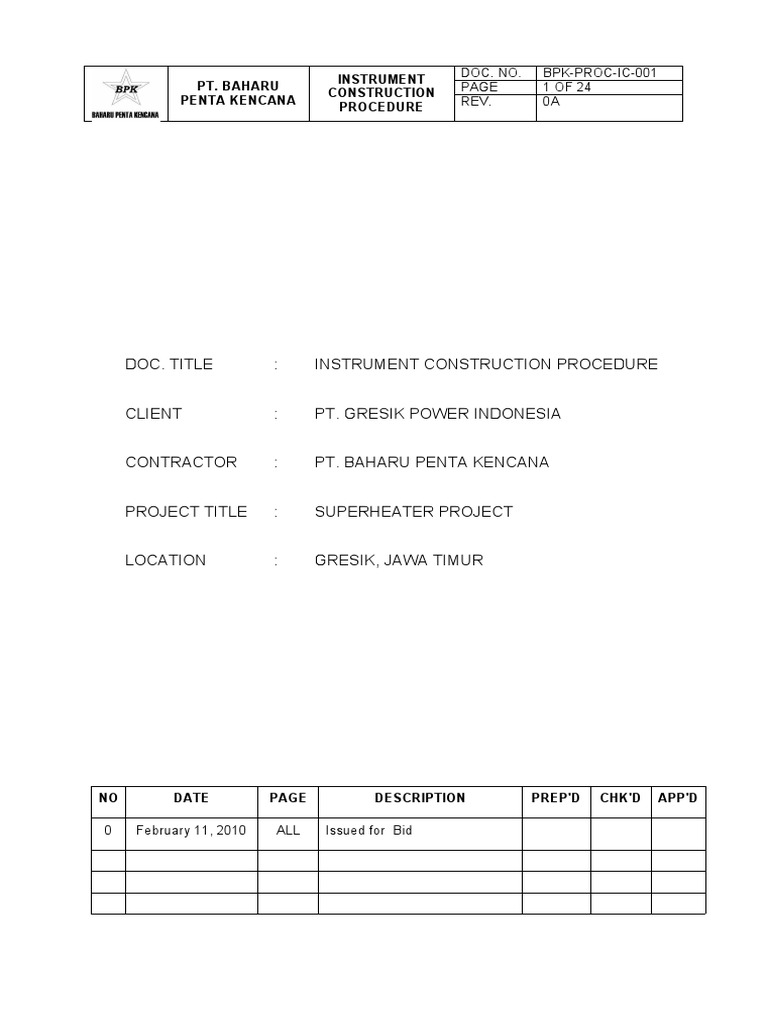 Instrument Construction Procedure Guide | PDF | Pipe (Fluid Conveyance ...