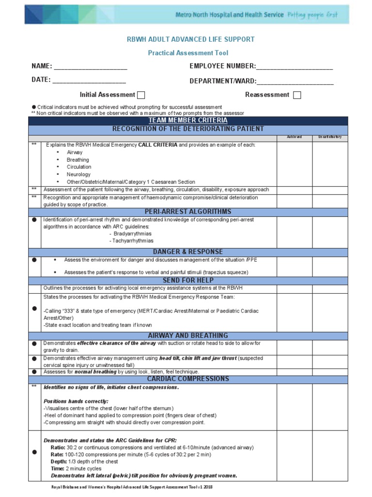 RBWH Advanced Life Support Assessment | PDF | Cardiopulmonary ...