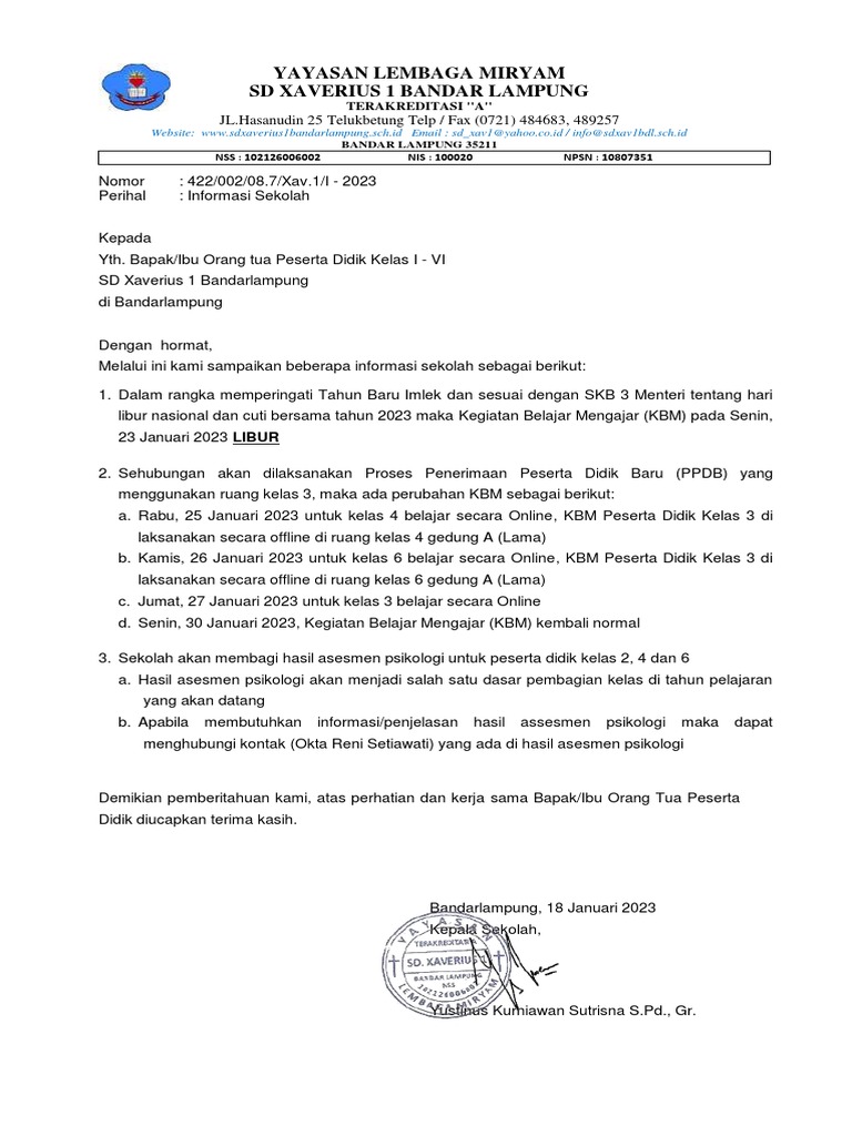 Surat Edaran Libur Imlek | PDF