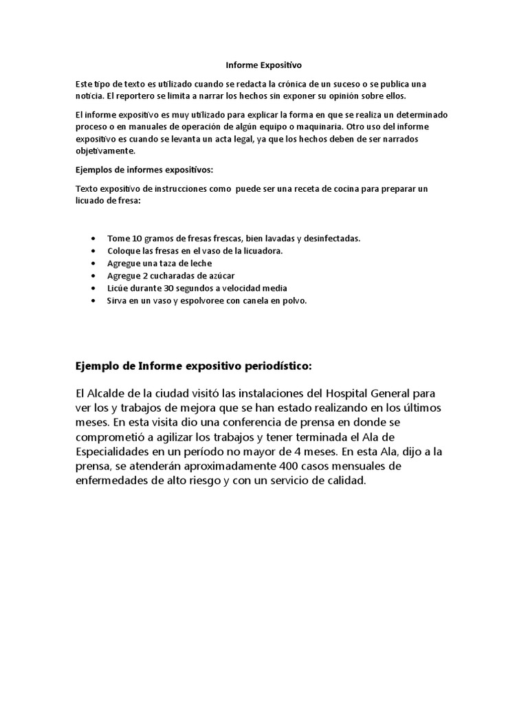 Ejemplo de Informe Expositivo | PDF