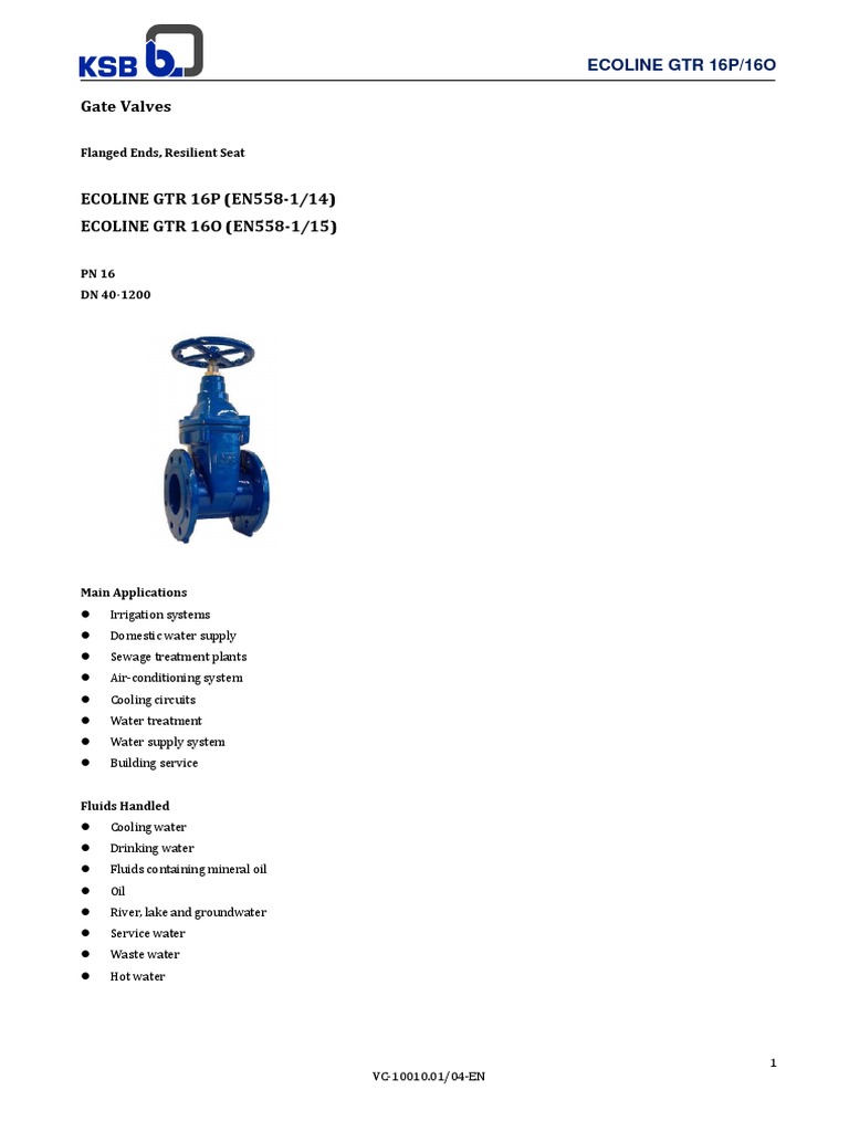 Vc-10010.01.04-En Ecoline GTR 16P, 16o | PDF | Water | Valve