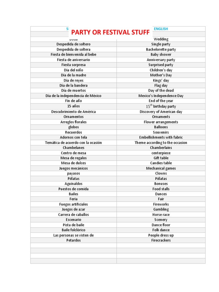 Party or Festival Stuff | PDF | Tradiciones | Festival