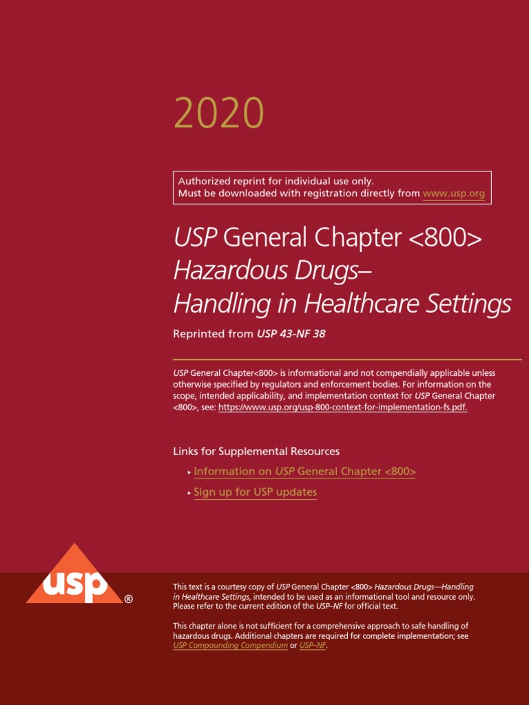 Usp GC 800 | PDF | Personal Protective Equipment | Chemotherapy
