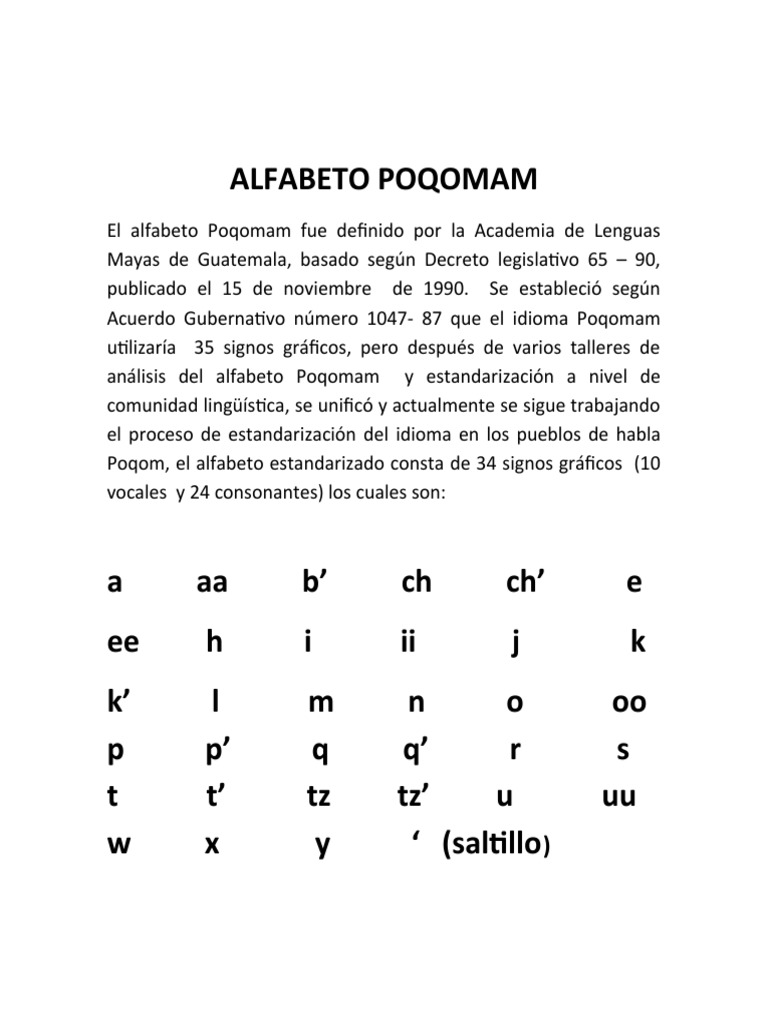 Alfabeto Poqomam | PDF