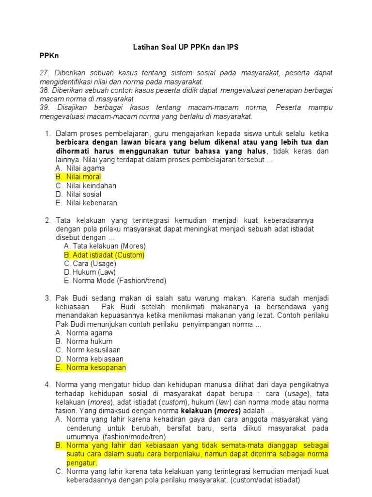 Latihan Soal PPKn dan IPS untuk Siswa | PDF