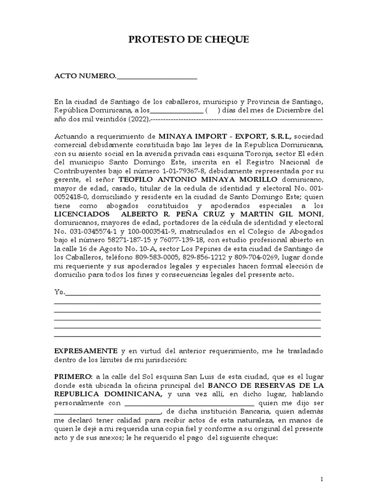Protesto de Cheque 002962 | PDF | Cheque | Bancos