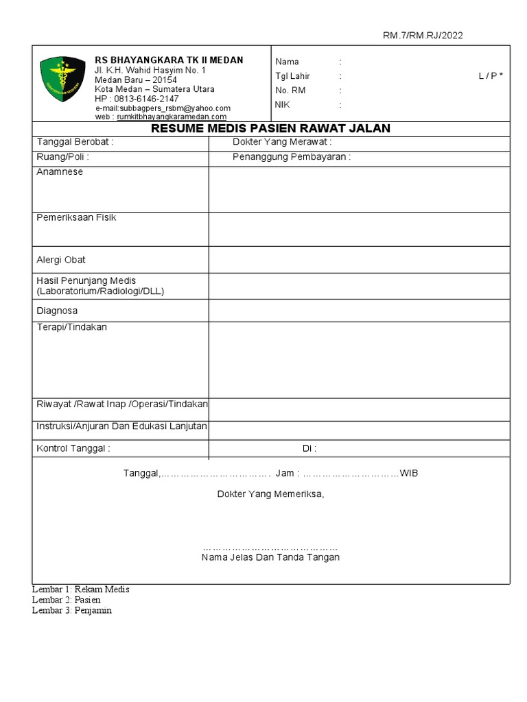 Form Resume Rawat Jalan | PDF