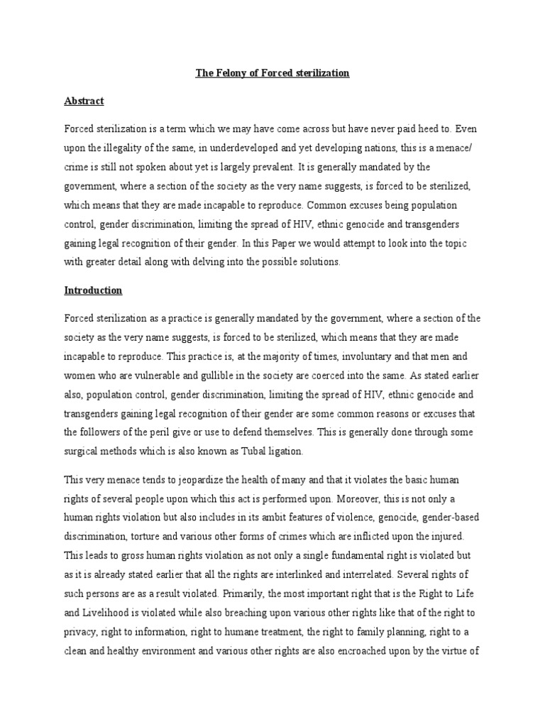 The Felony of Forced Sterilization | PDF | Family Planning | Birth Control