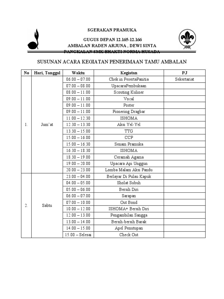 Gerakan Pramuka Susunan Acara Pta Fixx | PDF