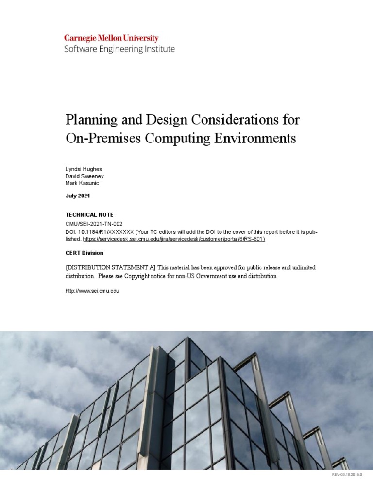 Planning and Design Considerations For On-Premises Computing ...