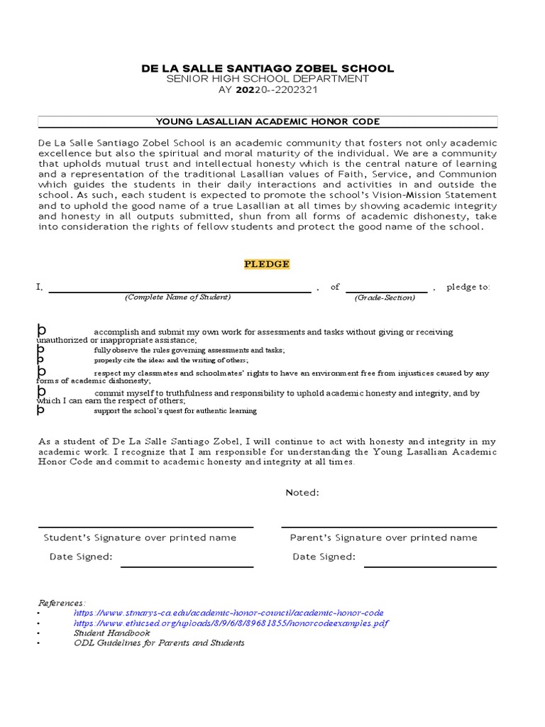 DLSZ e-FORMS 2022-2023 | PDF | Academic Dishonesty | Academic Integrity