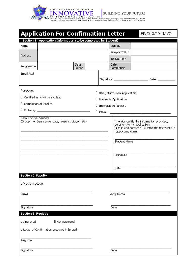 09 Application For Student Confirmation Letter | PDF | Government And ...
