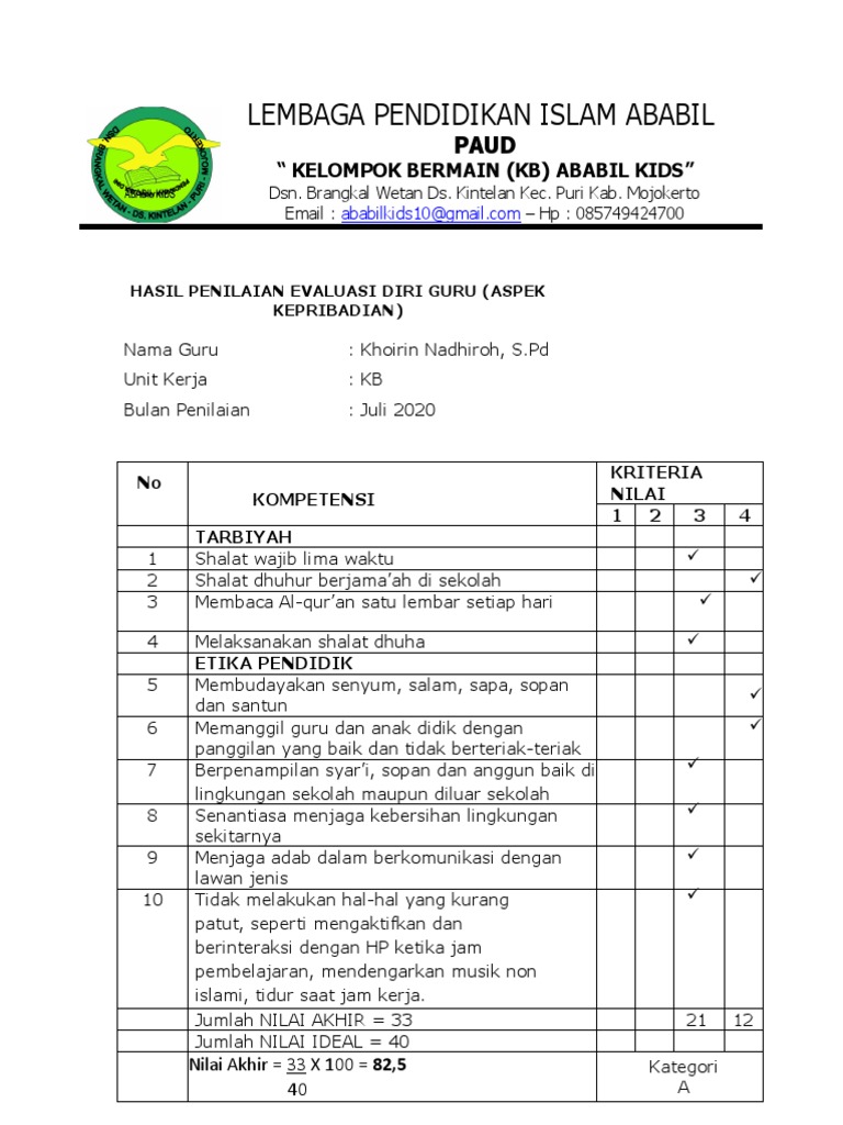 Laporan Supervisi KB Ababil Terbaru | PDF