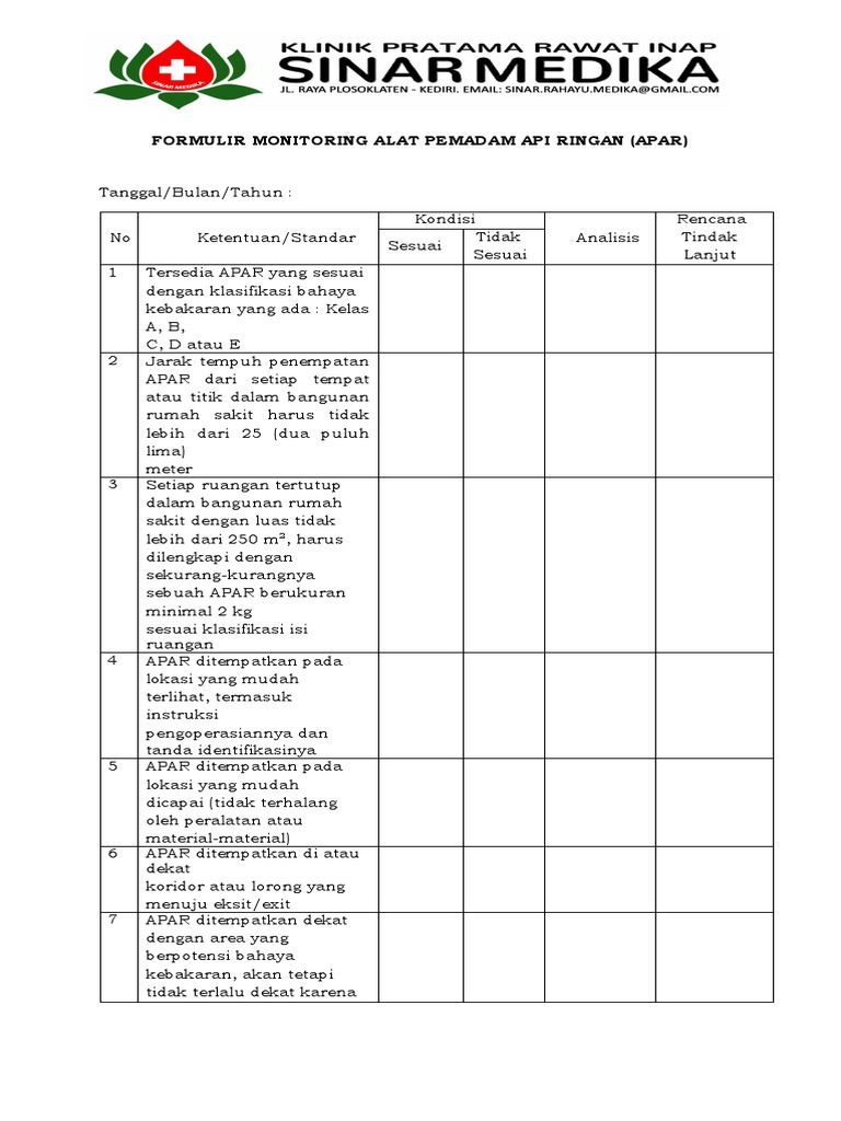 Formulir Monitoring Apar | PDF