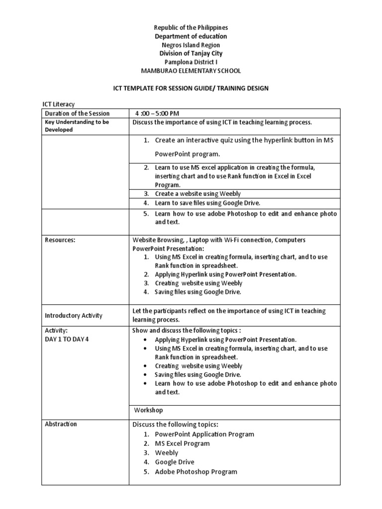 ICT Training Guide for Educators | PDF | Microsoft Excel | Educational ...