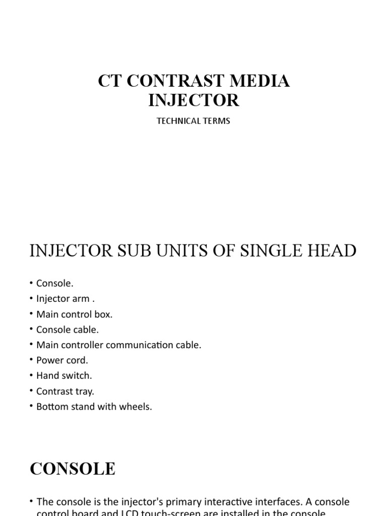 CT Contrast Media Injector | PDF
