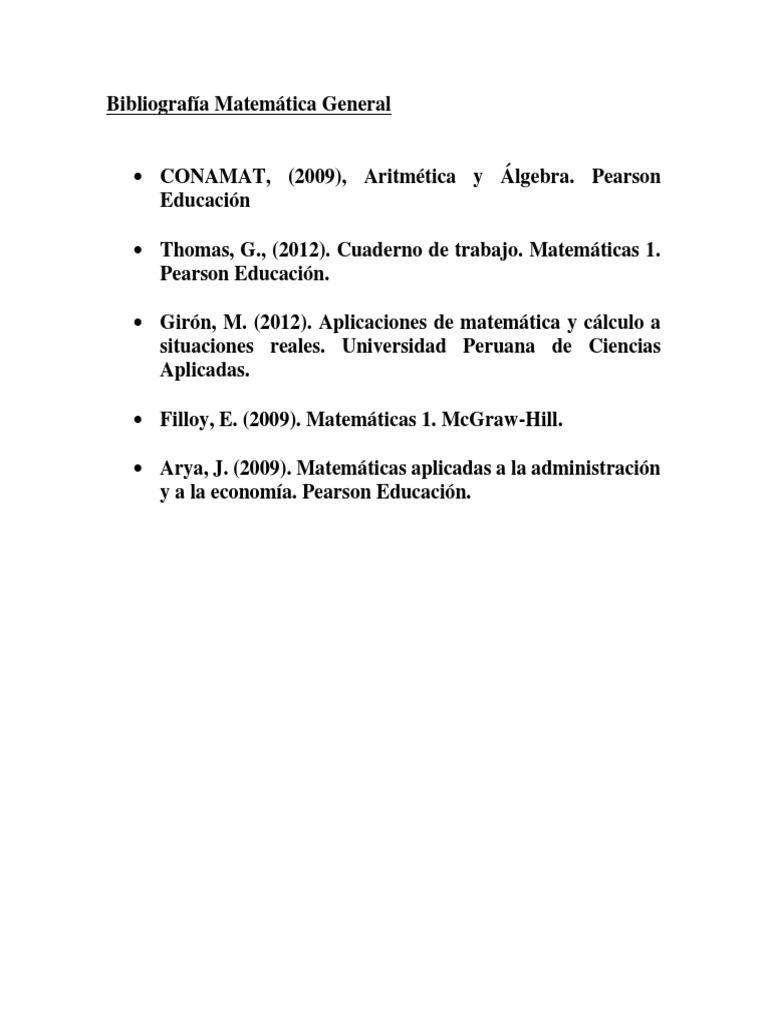 Bibliografía Matemática General | PDF