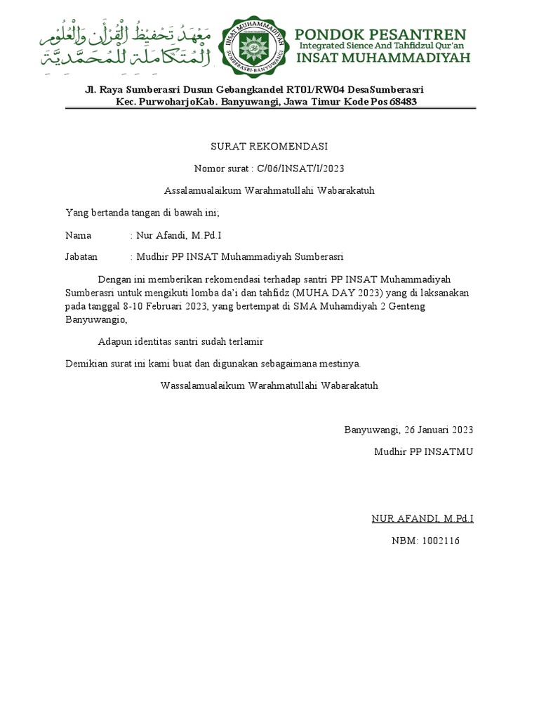 Surat Rekom Lomba | PDF